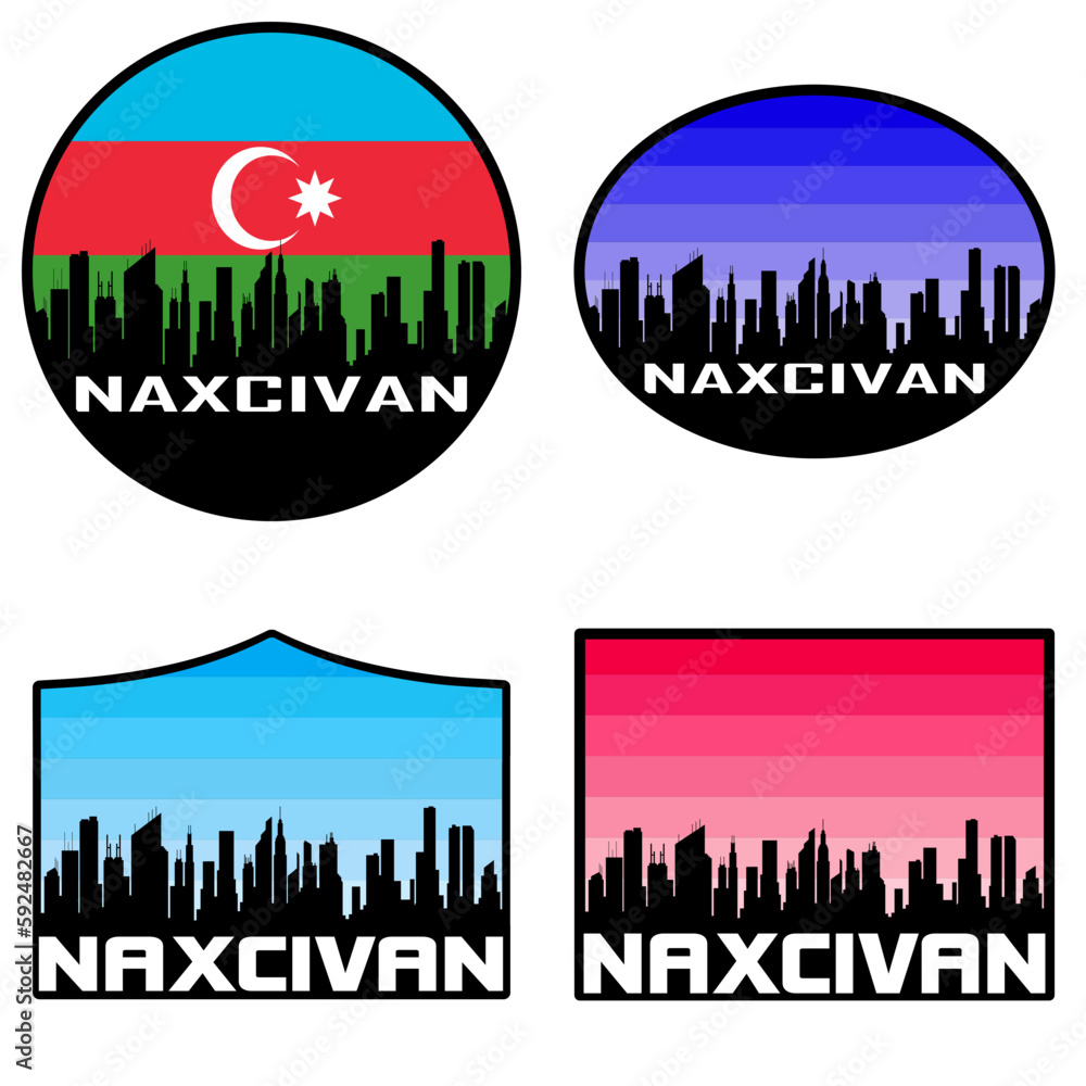 Naxcivan Skyline Silhouette Azerbaijan Flag Travel Souvenir Sticker ...
