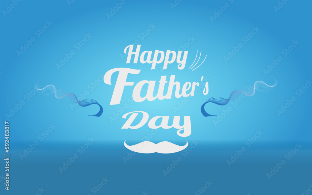 Happy Father's Day. Greeting with blue background, grid, mustache and ...