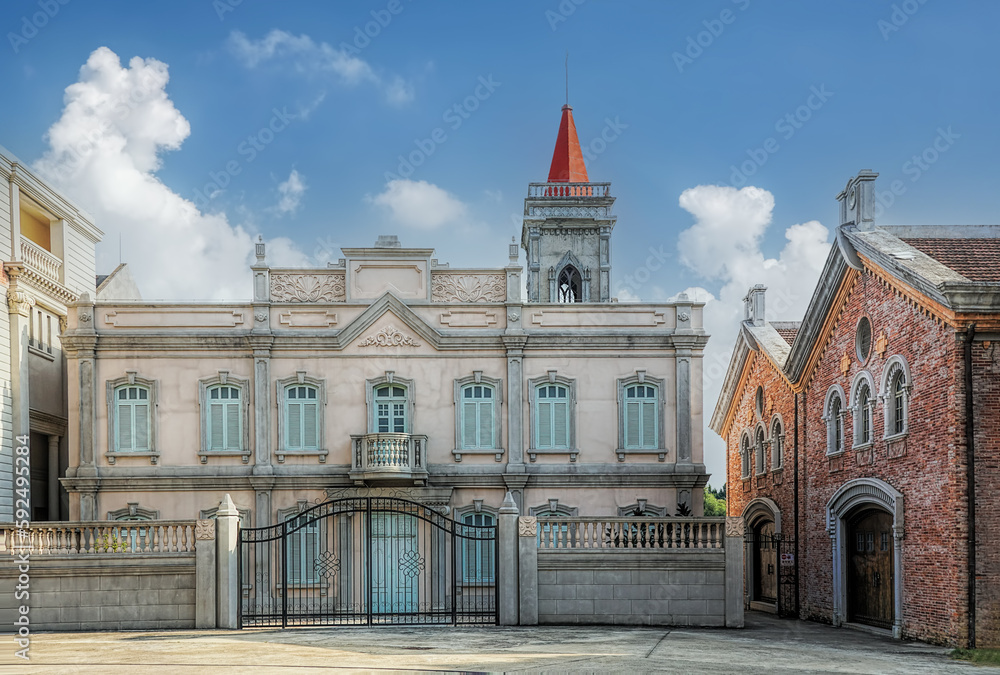 Foshan city, Guangdong, China. Xi Qiao Mountain Guoyi Movie and TV City ...