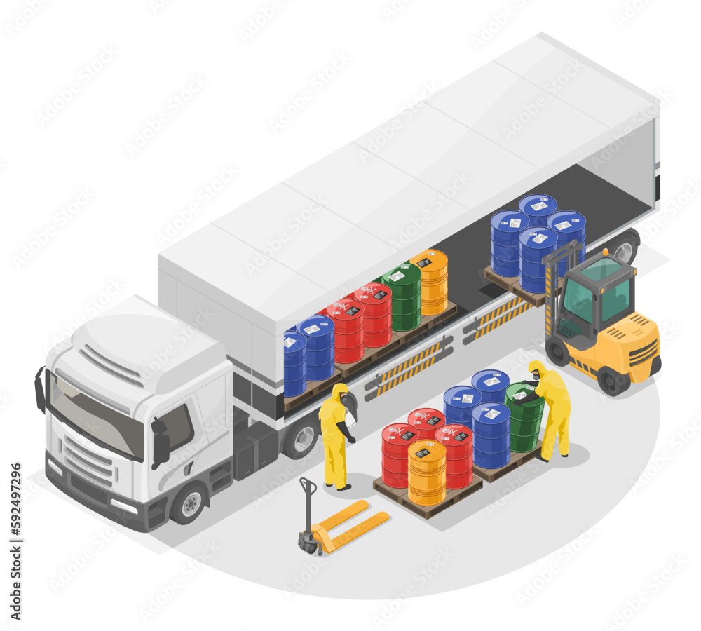 Toxic waste Hazardous Waste Disposal transportation workers in Yellow ...