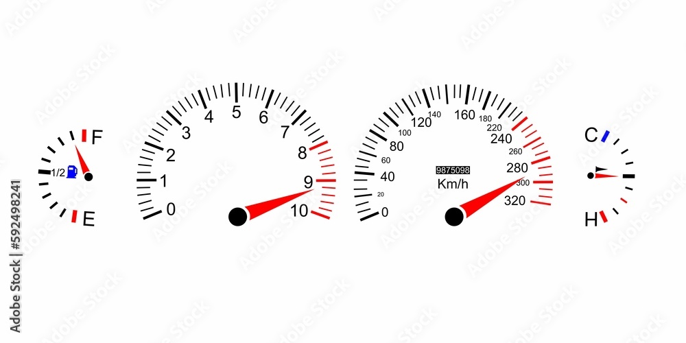 speed, speedometer, rpm, car, auto, vectors, icons, meters, isolated ...