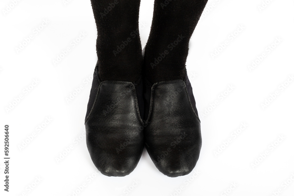 Black Jazz CORRECT standing feet position top down isolated on white ...