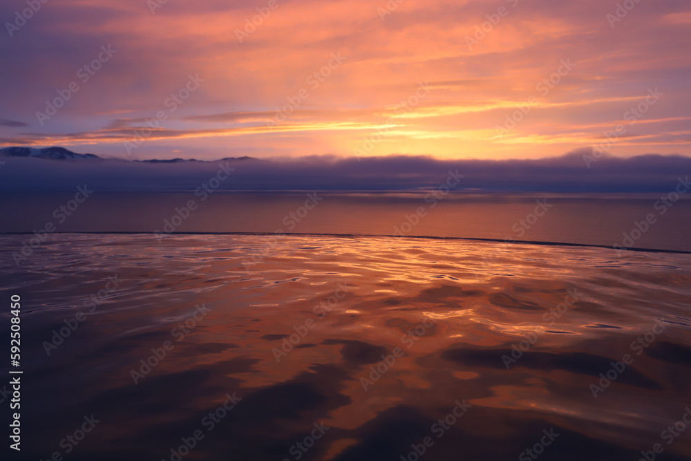 Sunset hot spring spa bathing in Northern Iceland Stock Photo | Adobe Stock