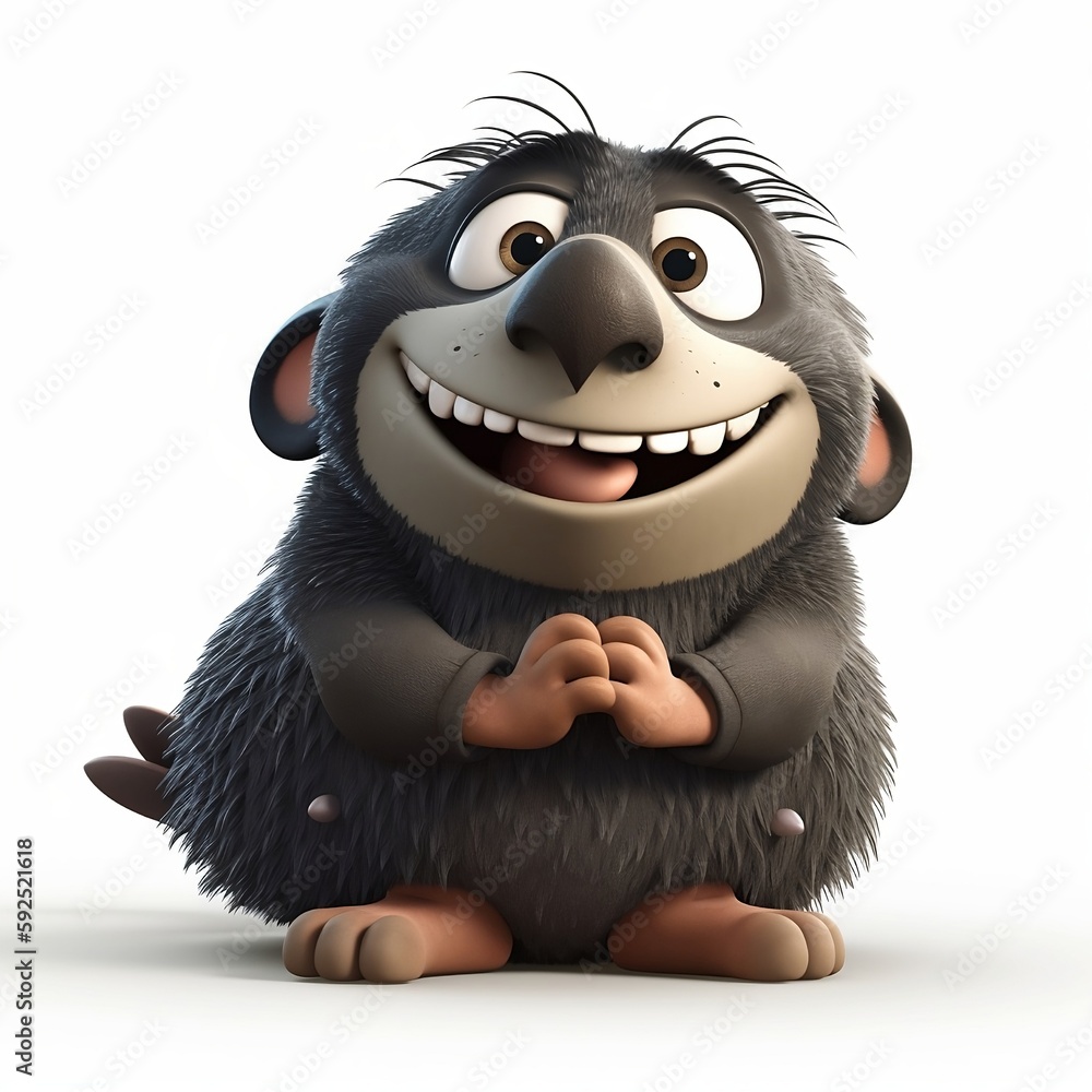 Mole white background, cute, 3D, cartoon, Generative AI, animal Stock ...