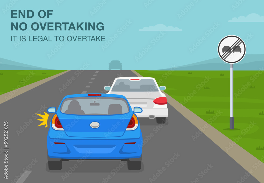 Safe car driving tips and traffic regulation rules. End of no ...