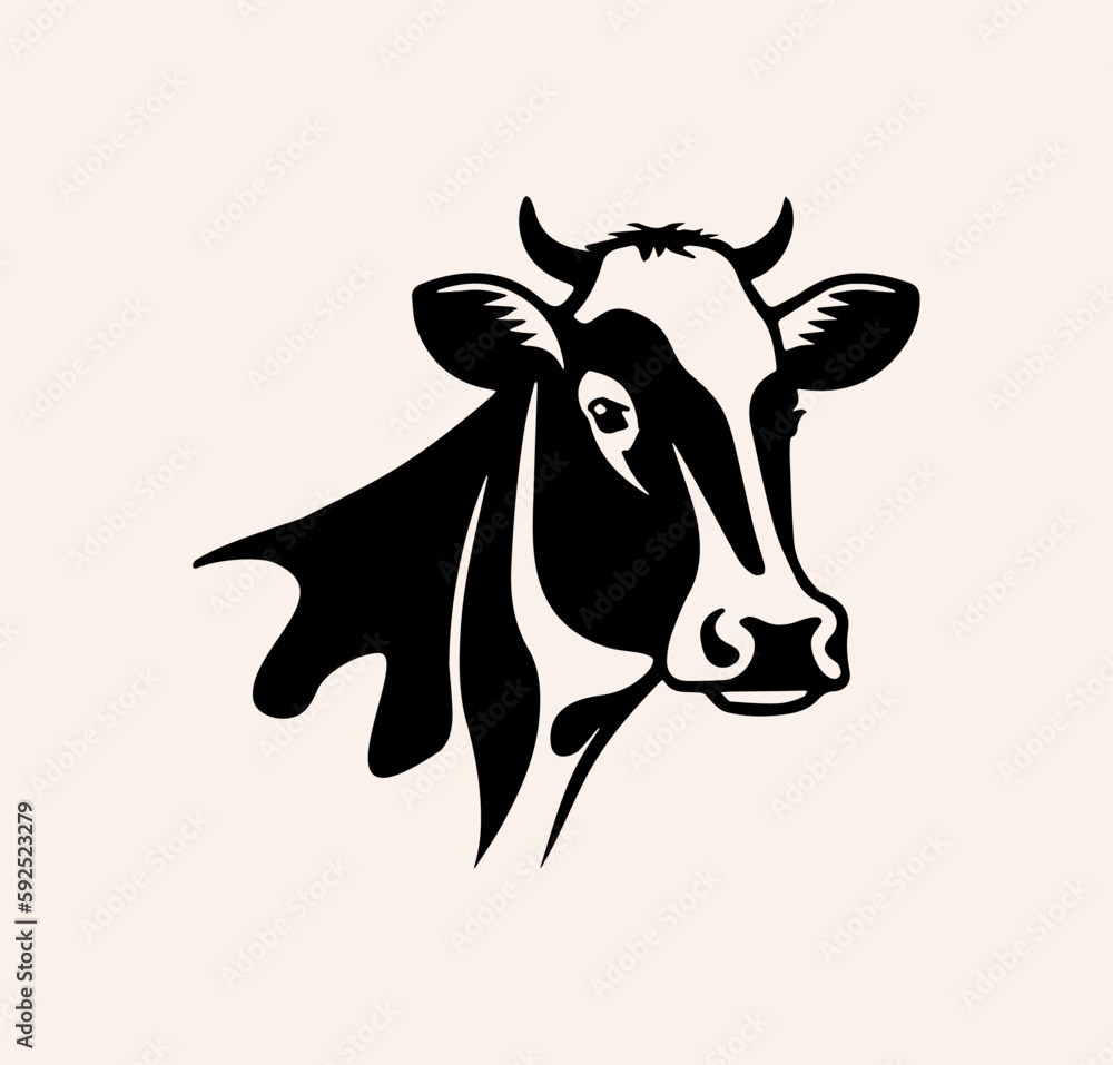 Cow Vector illustration. Stylized Vector Symbol Cow. Holstein Cow ...