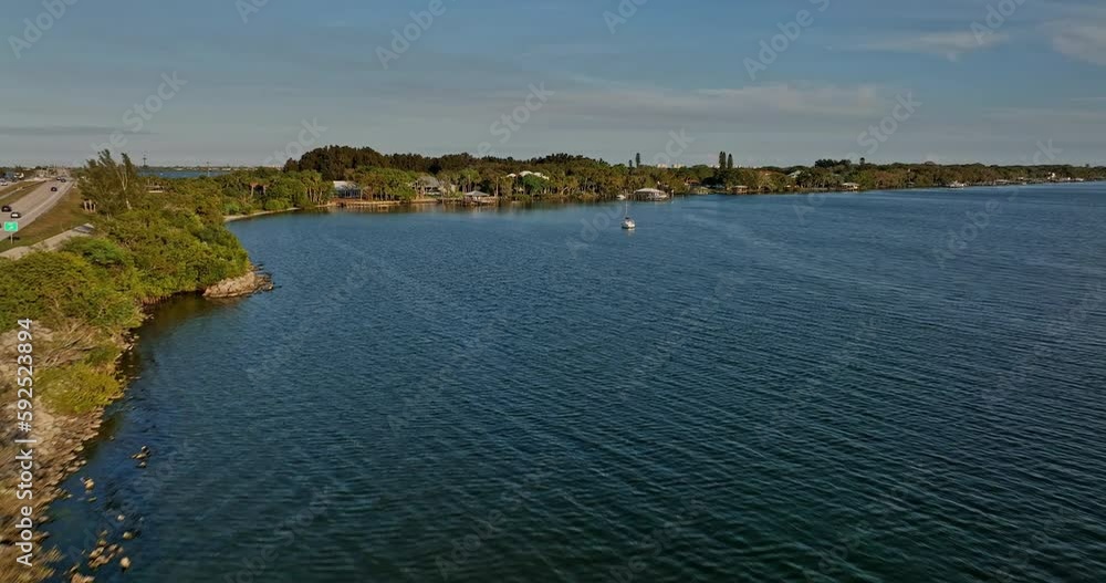 Merritt Island Florida Aerial v10 flyover Indian river capturing ...