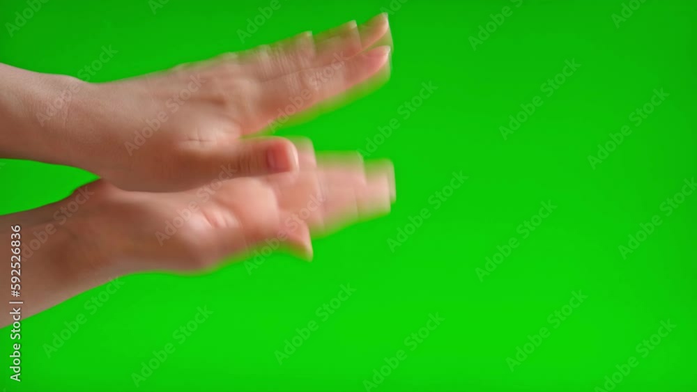 Female Hands are clapping on green screen background. Girl Hands ...