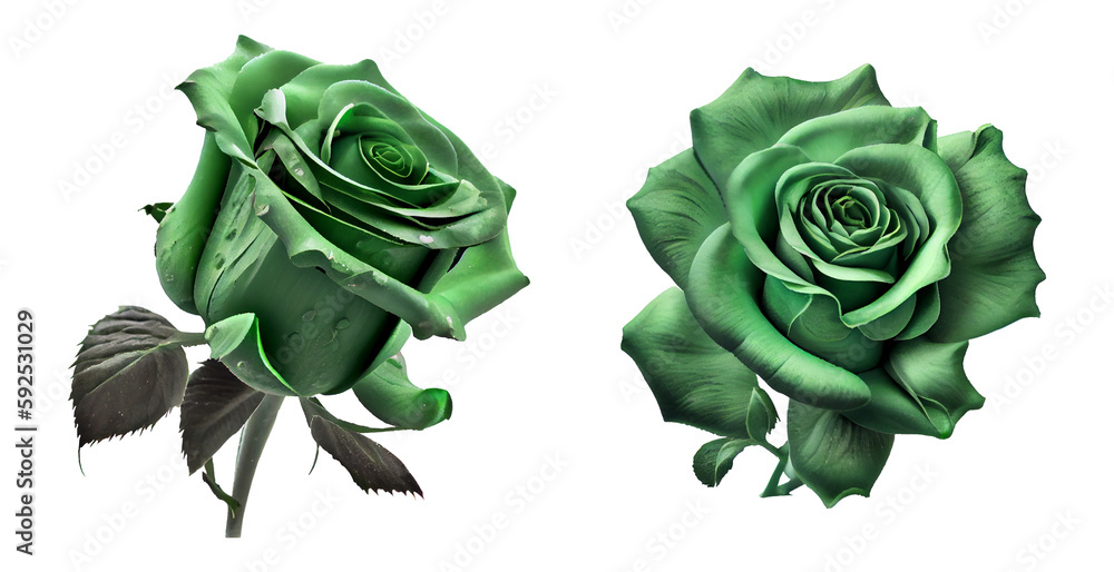 green roses isolated on a transparent background. Spring flowers for ...