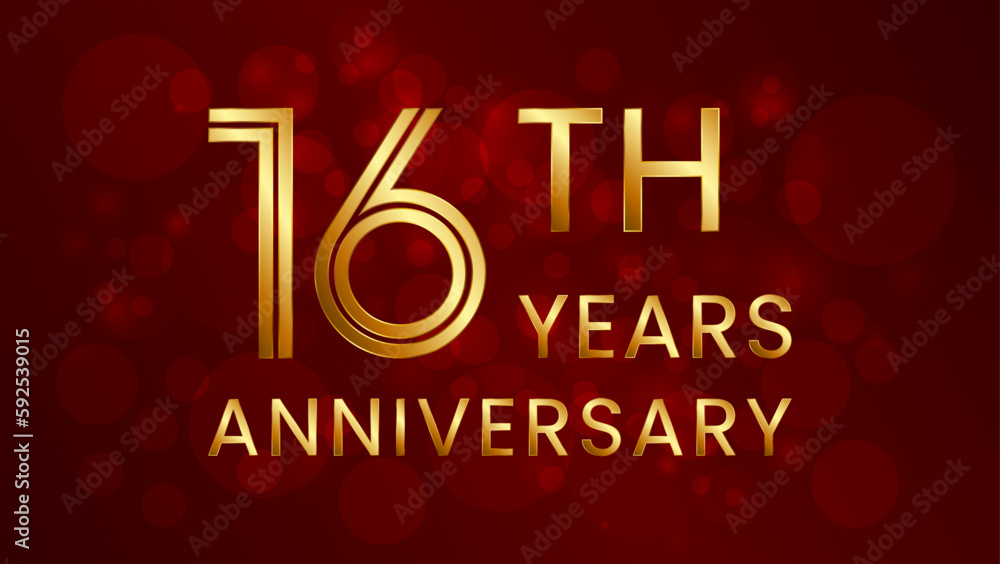 16 year anniversary celebration. Anniversary logo design with double ...
