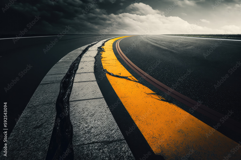 asphalt road with markings. race track concept. Generative AI Stock ...
