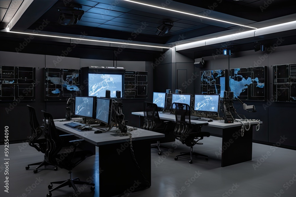 high-tech room filled with futuristic computer equipment and state-of ...