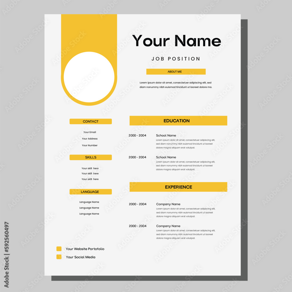 CV template. Professional resume letterhead, cover letter business ...