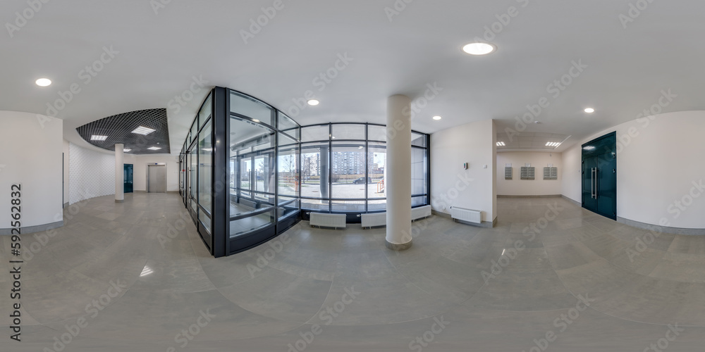 full seamless spherical hdri 360 panorama view in empty modern hall of ...