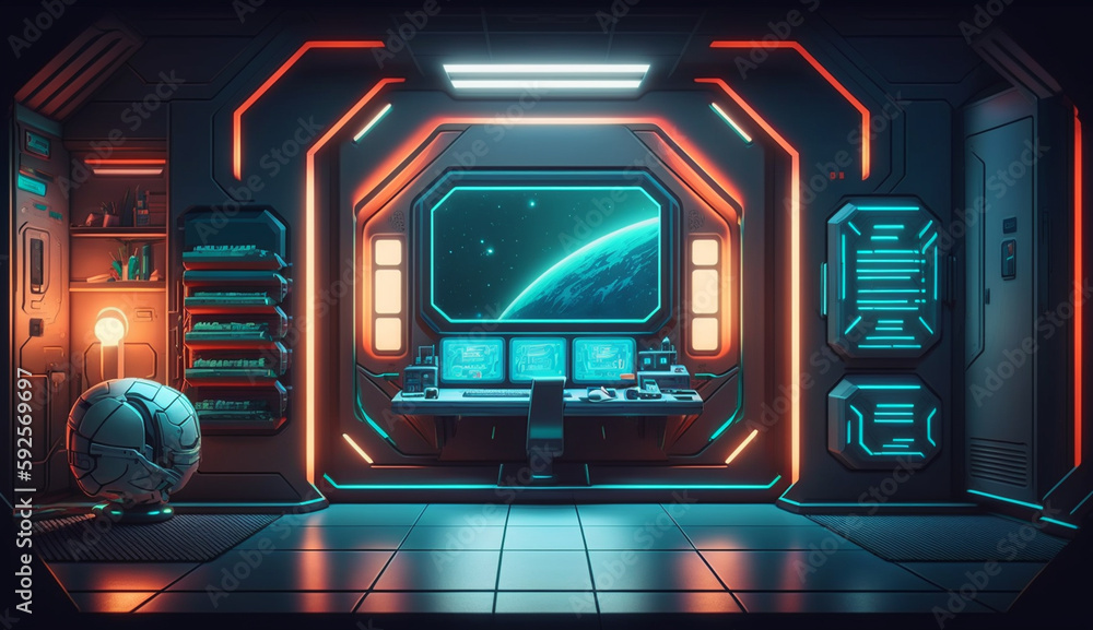 Spaceship room interior design illustration,Spaceship Control Room ...
