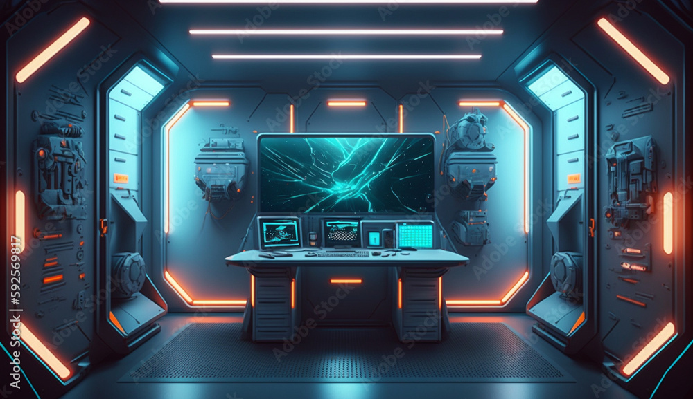 Spaceship room interior design illustration,Spaceship Control Room ...