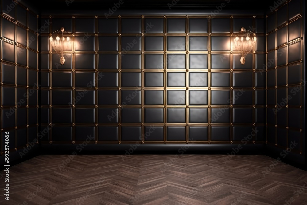 Luxury background of an elegant interior modern room with wood floor ...