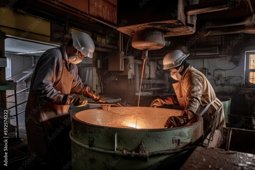 working in a factory, where extraction and processing technologies are ...