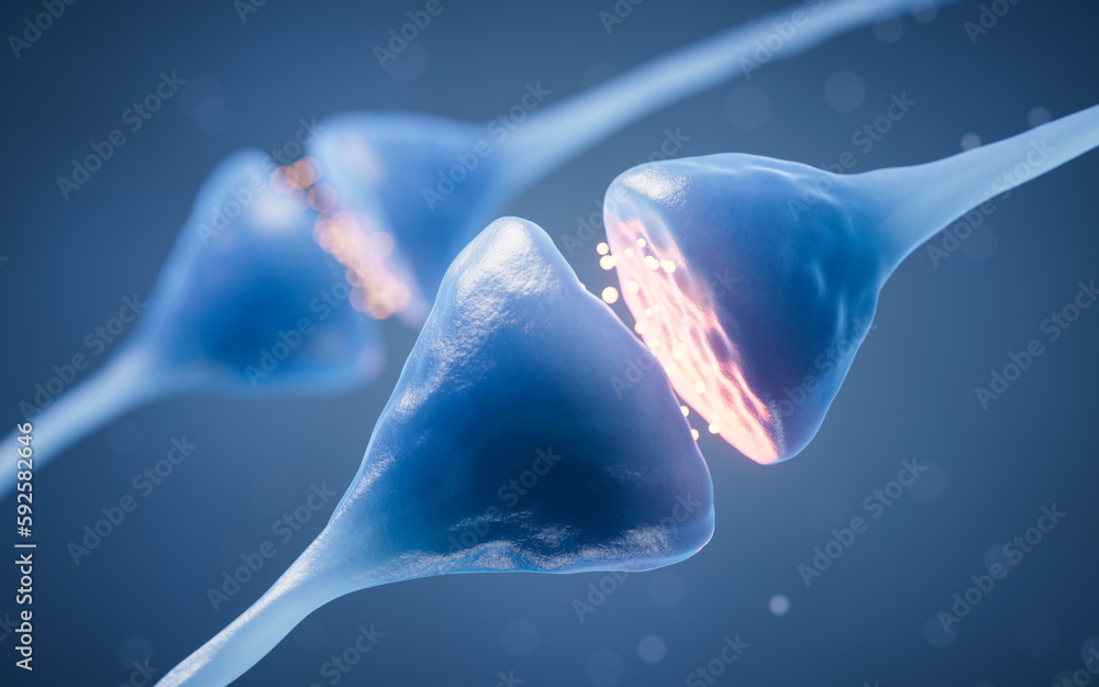 Synapse of neuron cell, biology concept, 3d rendering. Stock Illustration | Adobe Stock