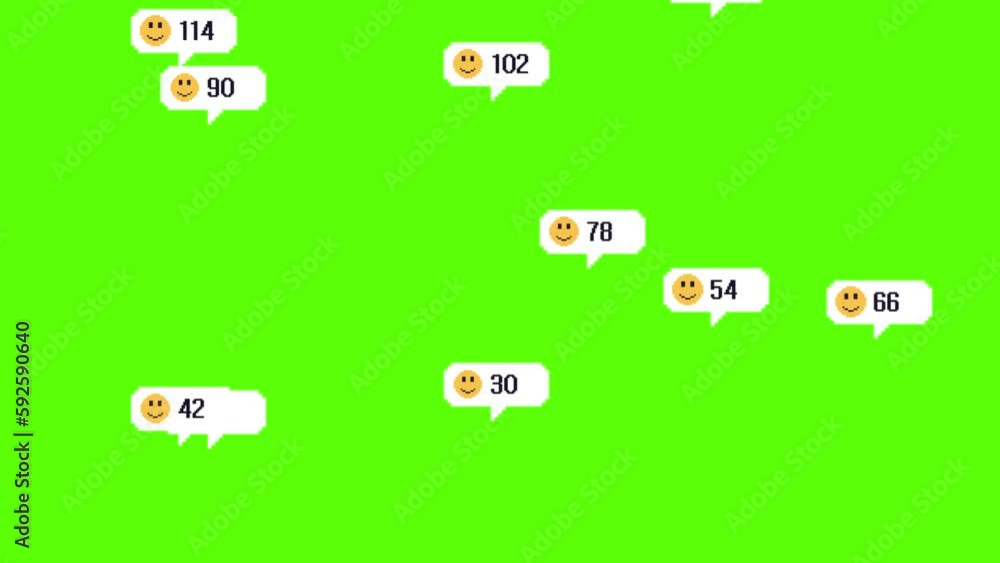 2D Pixelated Counting Smiley Icons on chroma key green screen ...
