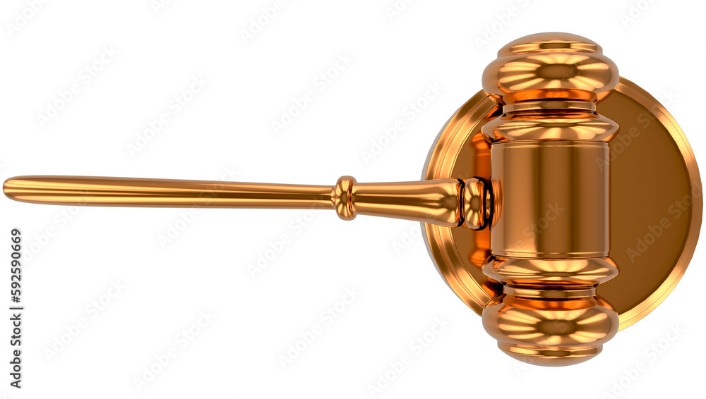 Golden gavel isolated on transparent background - 3D Golden gavel Stock ...