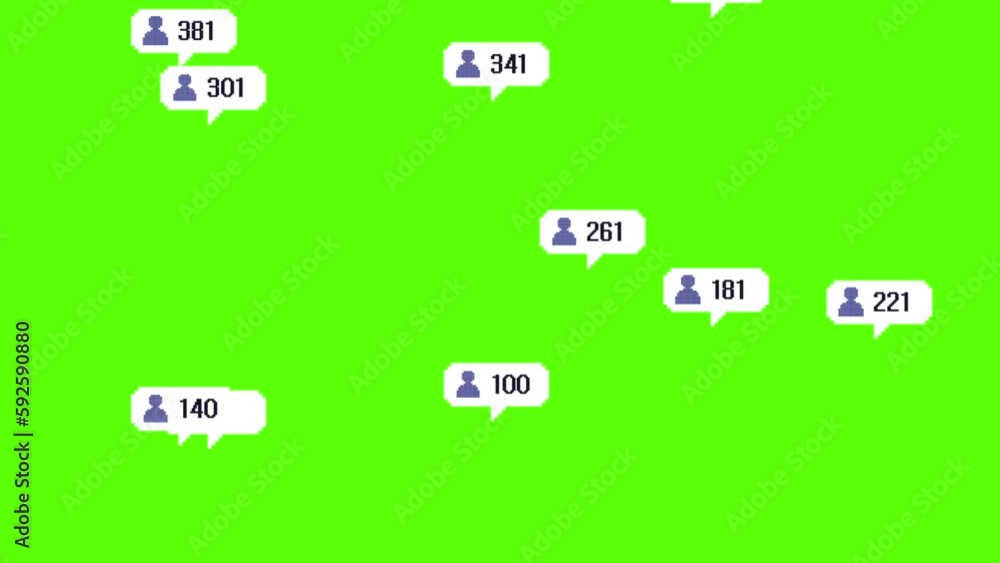 2D Pixelated Counting Users Icons on chroma key green screen background ...