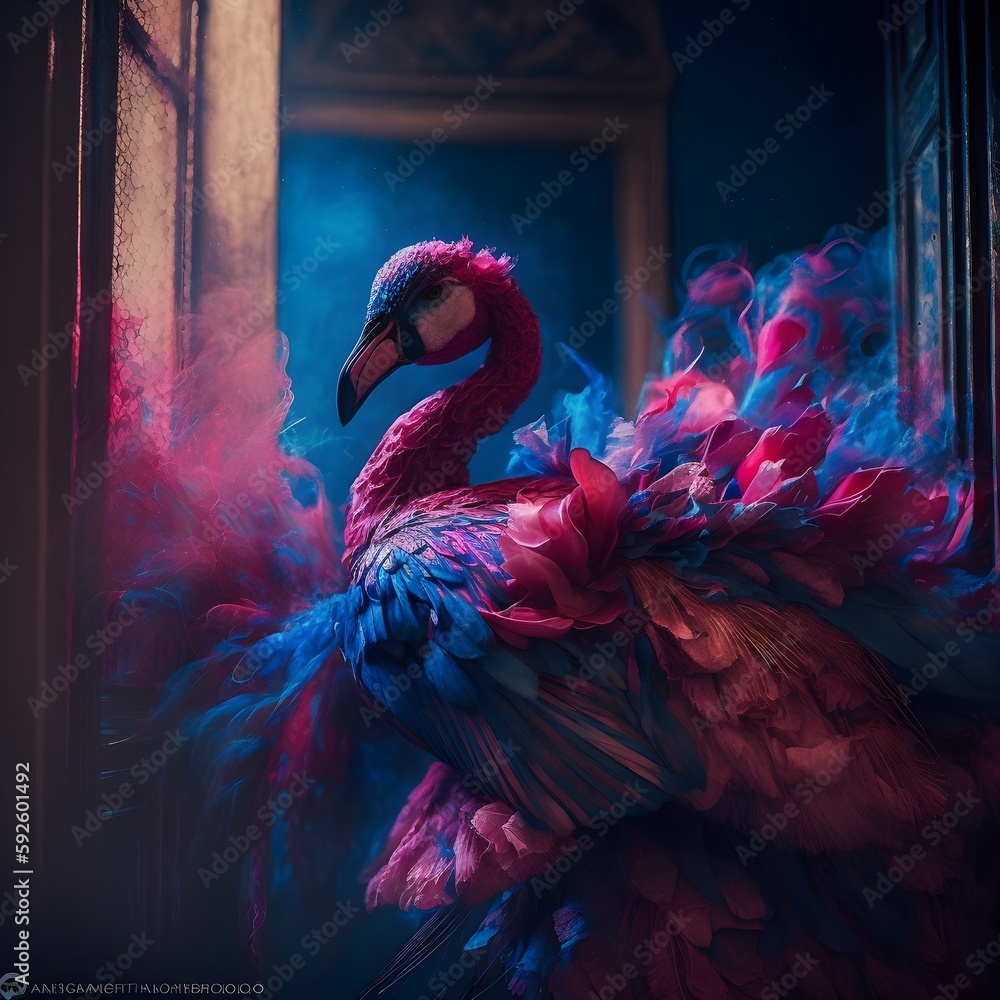 gorgeous figure study of a majestic magical electric blue flamingo ...