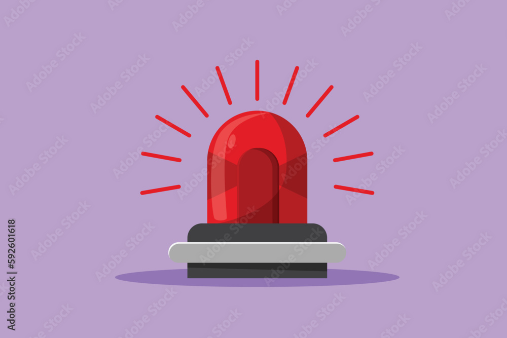 Character flat drawing emergency siren logo, symbol. Red flasher. Fire ...
