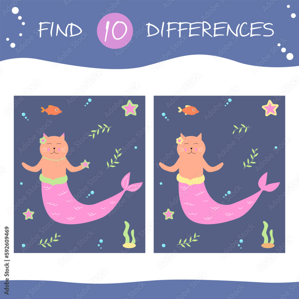 Find 10 differences, tasks for preschoolers Stock Vector | Adobe Stock