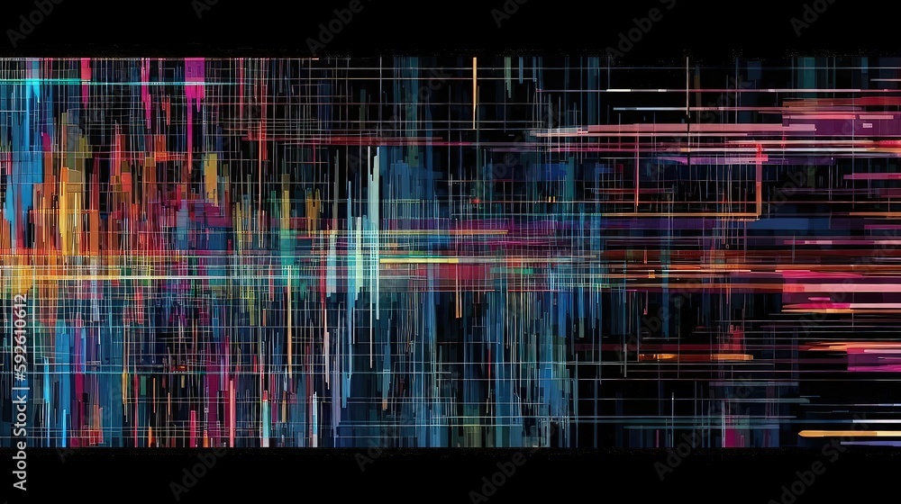 This abstract digital glitch background with distorted lines offers a ...