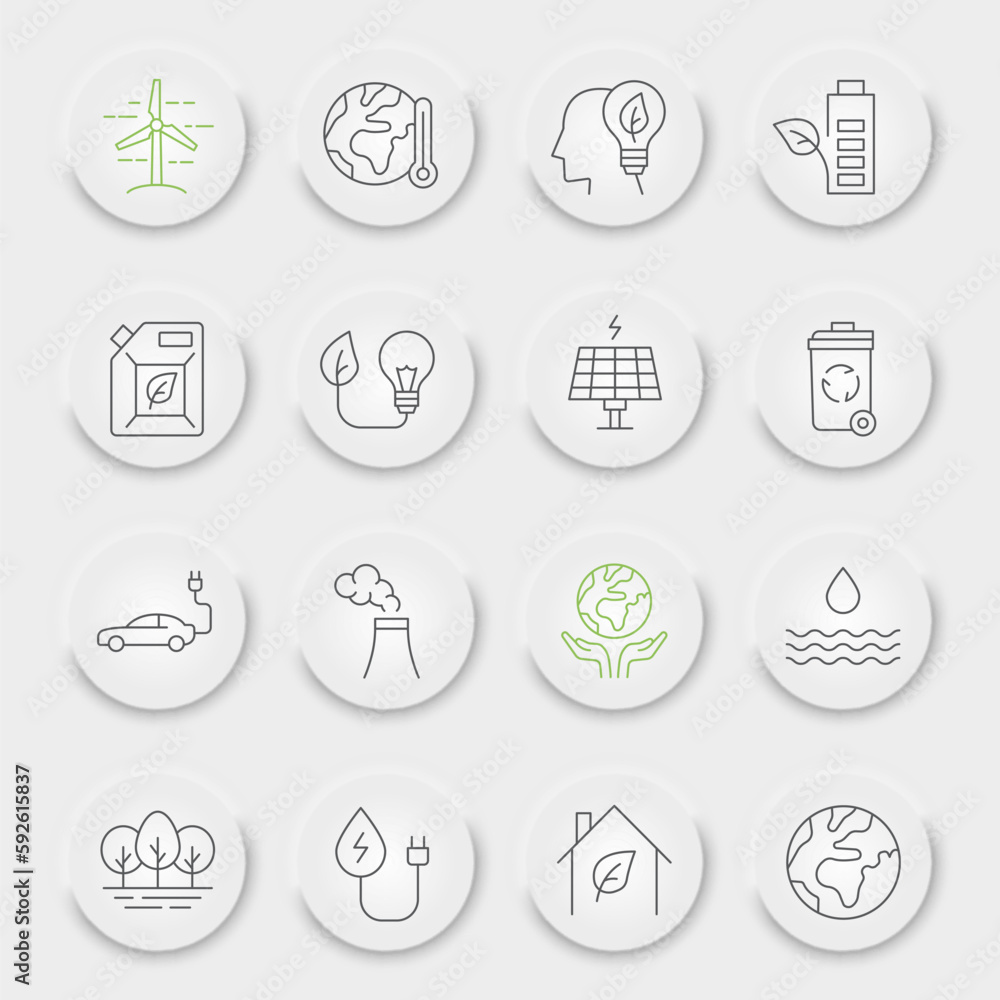Ecology line icon set, eco symbols collection, vector sketches ...