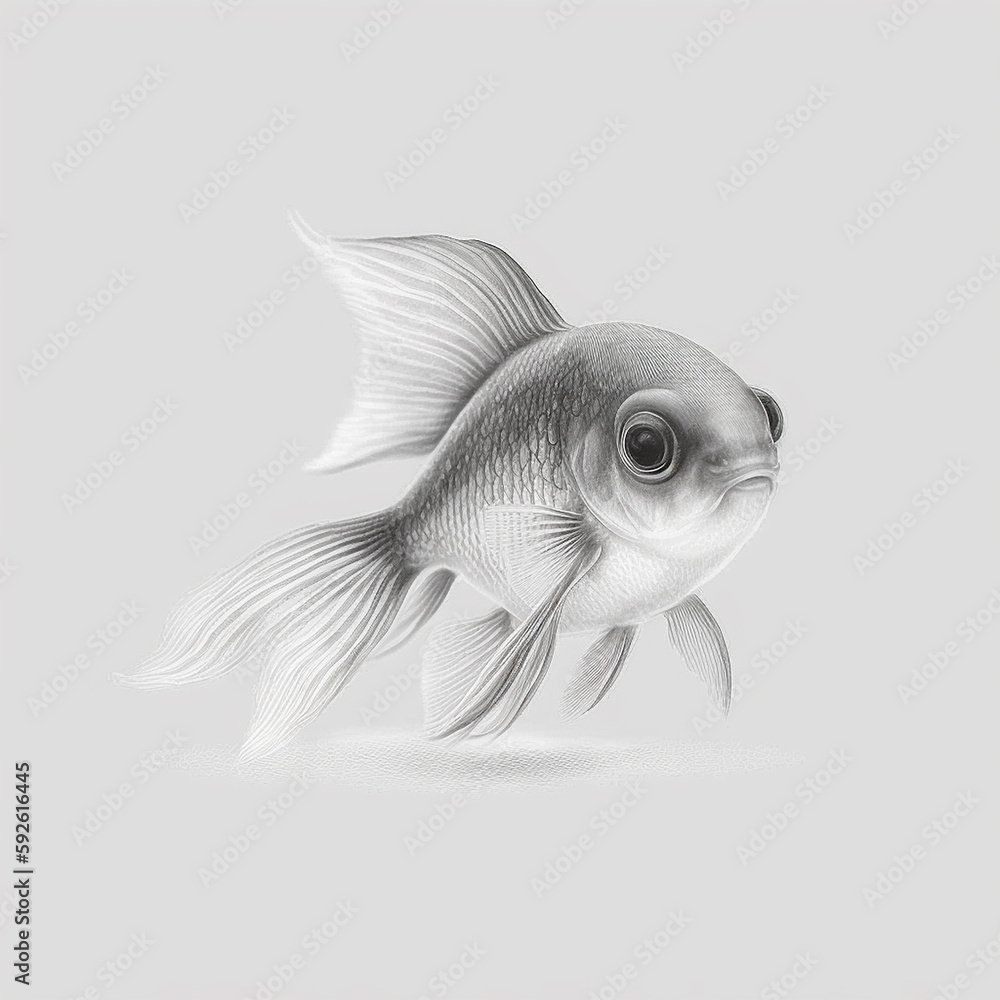 Pencil sketch cute art aquarium fish drawing AI Generated Stock ...