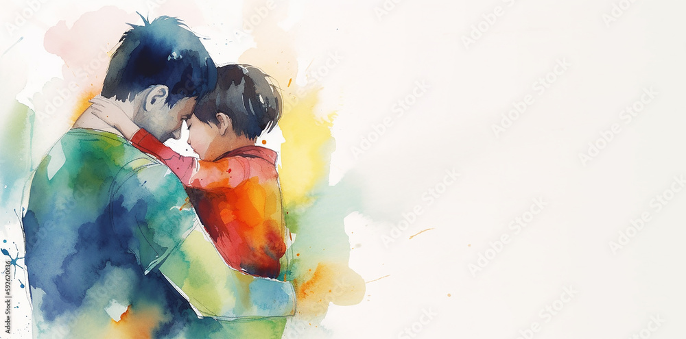 Father's Day illustration with copy space, Generative Ai Stock ...