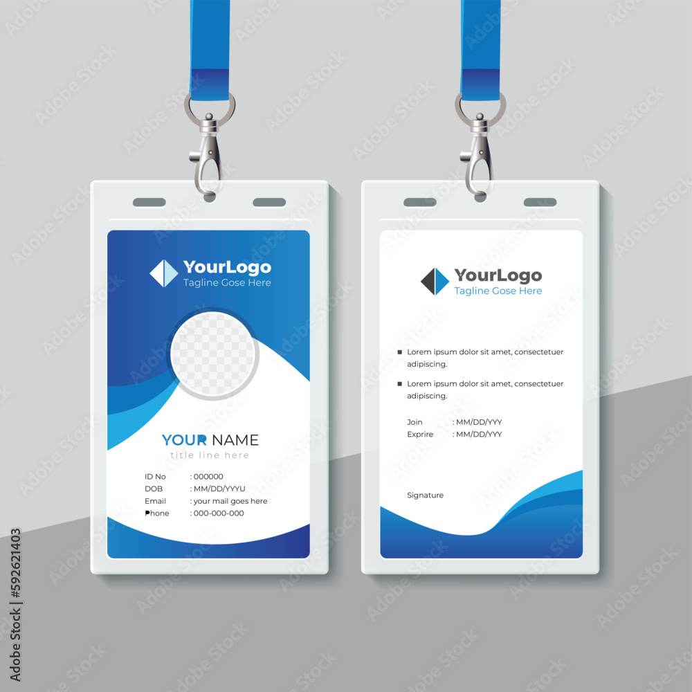Abstract Geometric Blue Id Card Design, Professional Identity Card ...