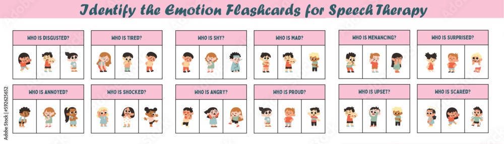 Color Illustrated Identify the Emotion Flashcards for Speech Therapy ...