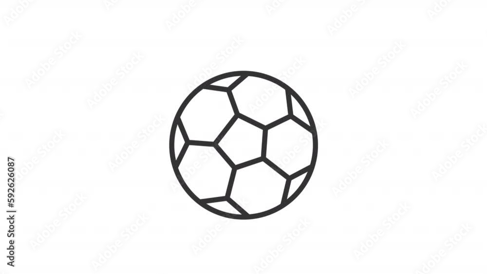 Animated soccer ball linear icon. Bouncing and rotating ball. Sports ...