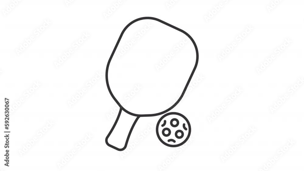 Pickleball linear animation. Paddle strokes ball. Mix of badminton and ...