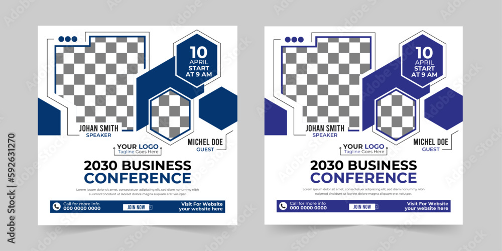 Editable business webinar conference square social media post and ...