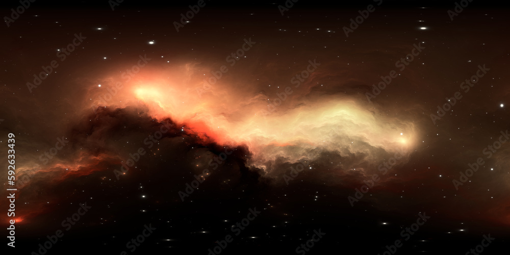 360 degree stellar system and gas nebula. Panorama, environment 360 ...