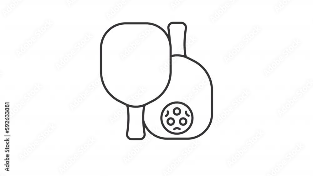 Playing pickleball linear animation. Two paddles and ball. Sport ...