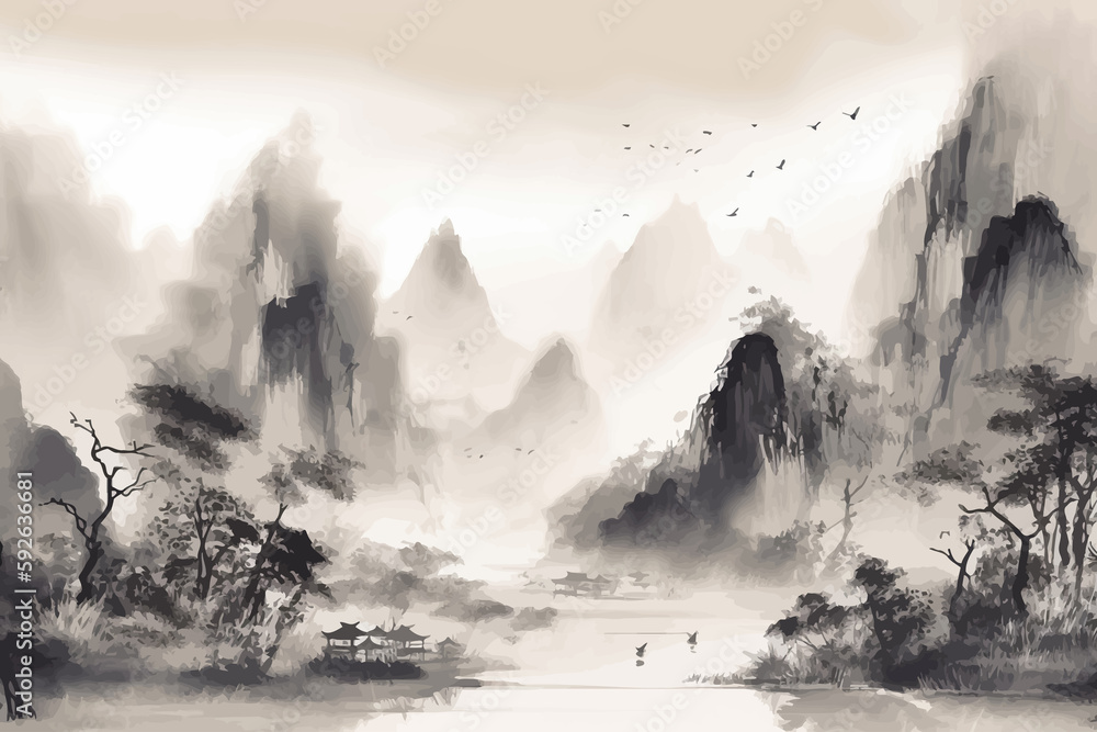 Black Ink Wash Drawings