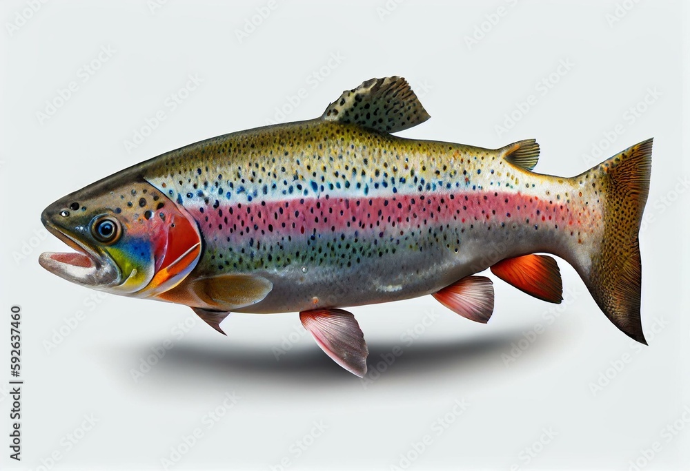 Rainbow trout fish on white background. Trout delicacy. Wild river fish ...
