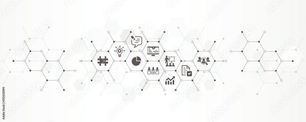 Assessment banner with the website icons and symbol. Design banner of ...