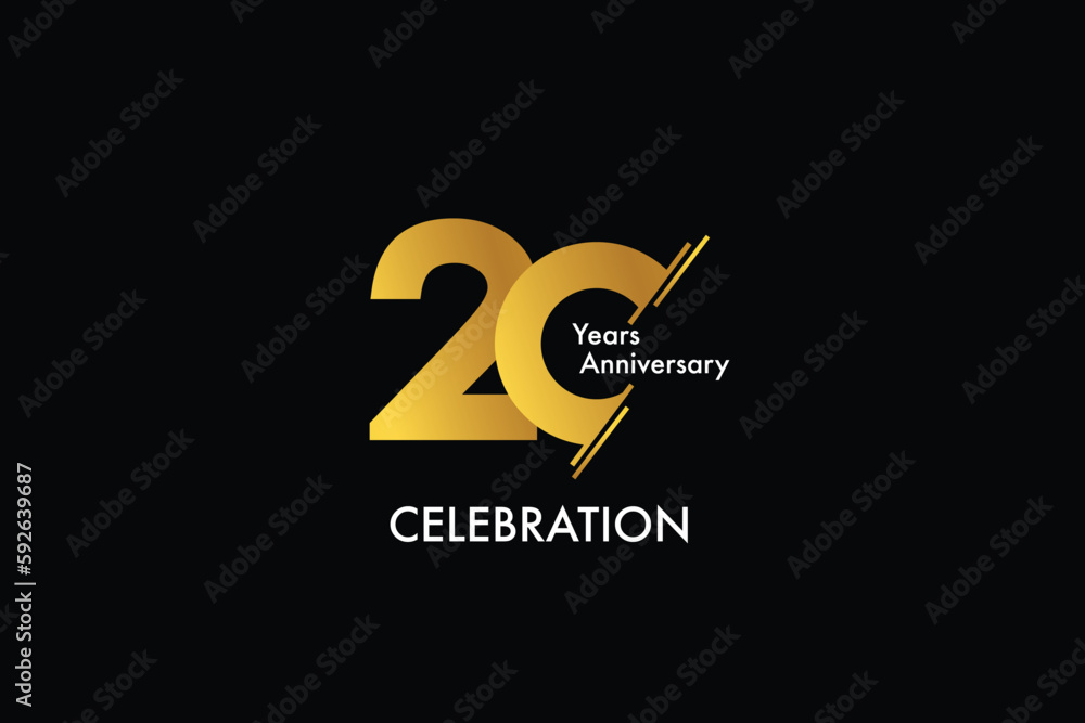 20th, 20 years, 20 year anniversary gold color on black background ...