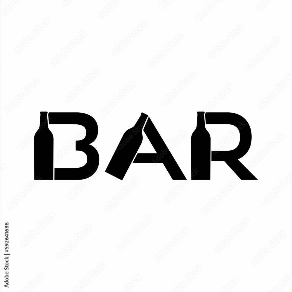 Logo bars. Vector graphics. Beer bottle illustration in word Bar. Stock ...