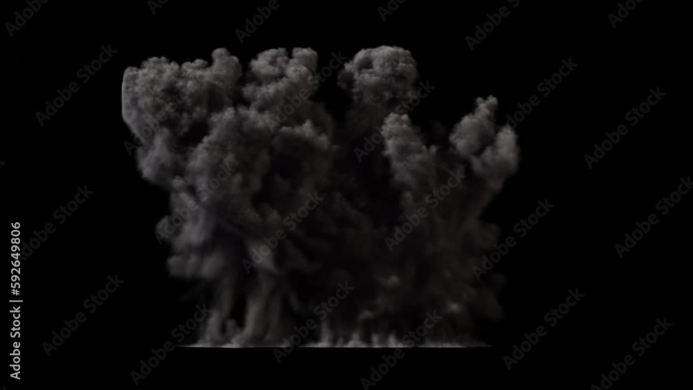 Multiple Huge Realistic Explosion with Dark Smoke on a Transparant ...