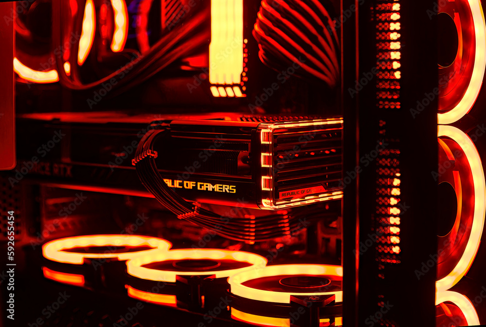 Illuminated Gaming PC Detail with New Generation NVIDIA GeForce RTX ...