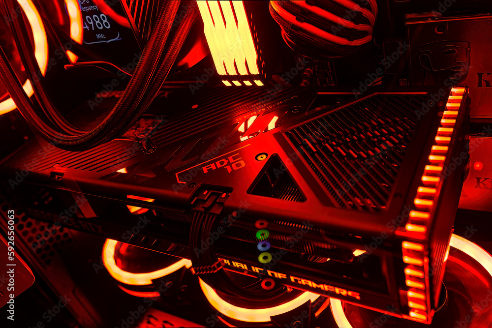 Illuminated Gaming PC Detail with New Generation NVIDIA GeForce RTX ...