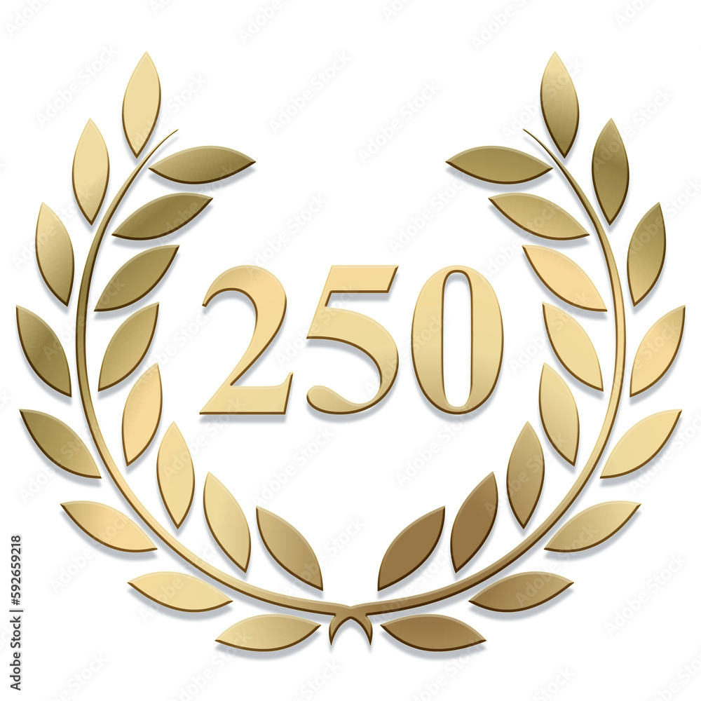3D Gold PNG laurel wreath number 250 Stock Illustration | Adobe Stock