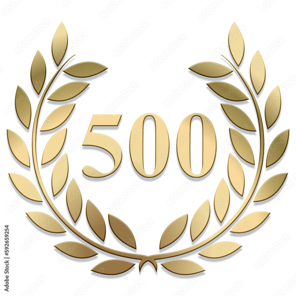 3D Gold PNG laurel wreath number 500 Stock Illustration | Adobe Stock